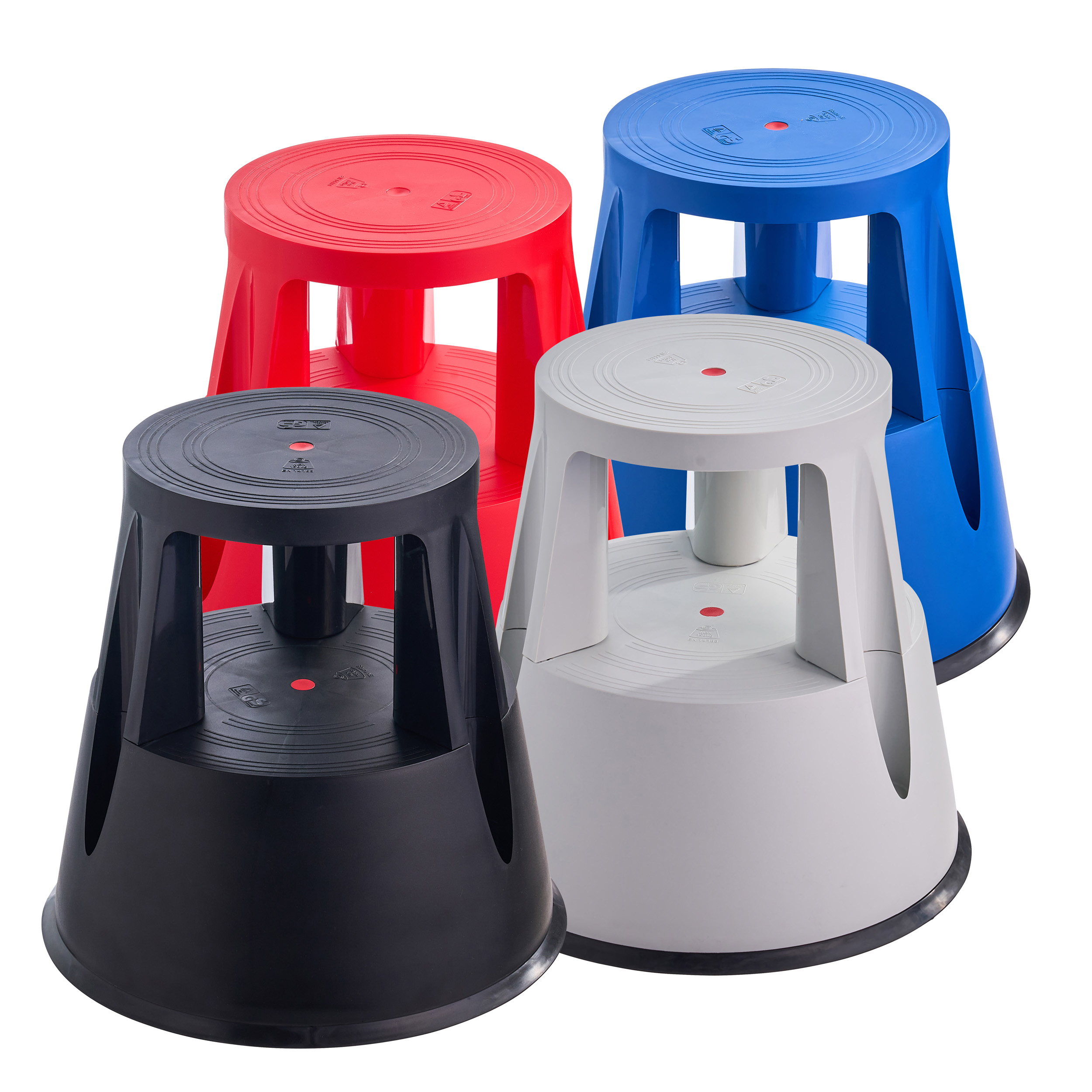 Taburete con ruedas, plástico, 2 peldaños | SPRINTIS.ES